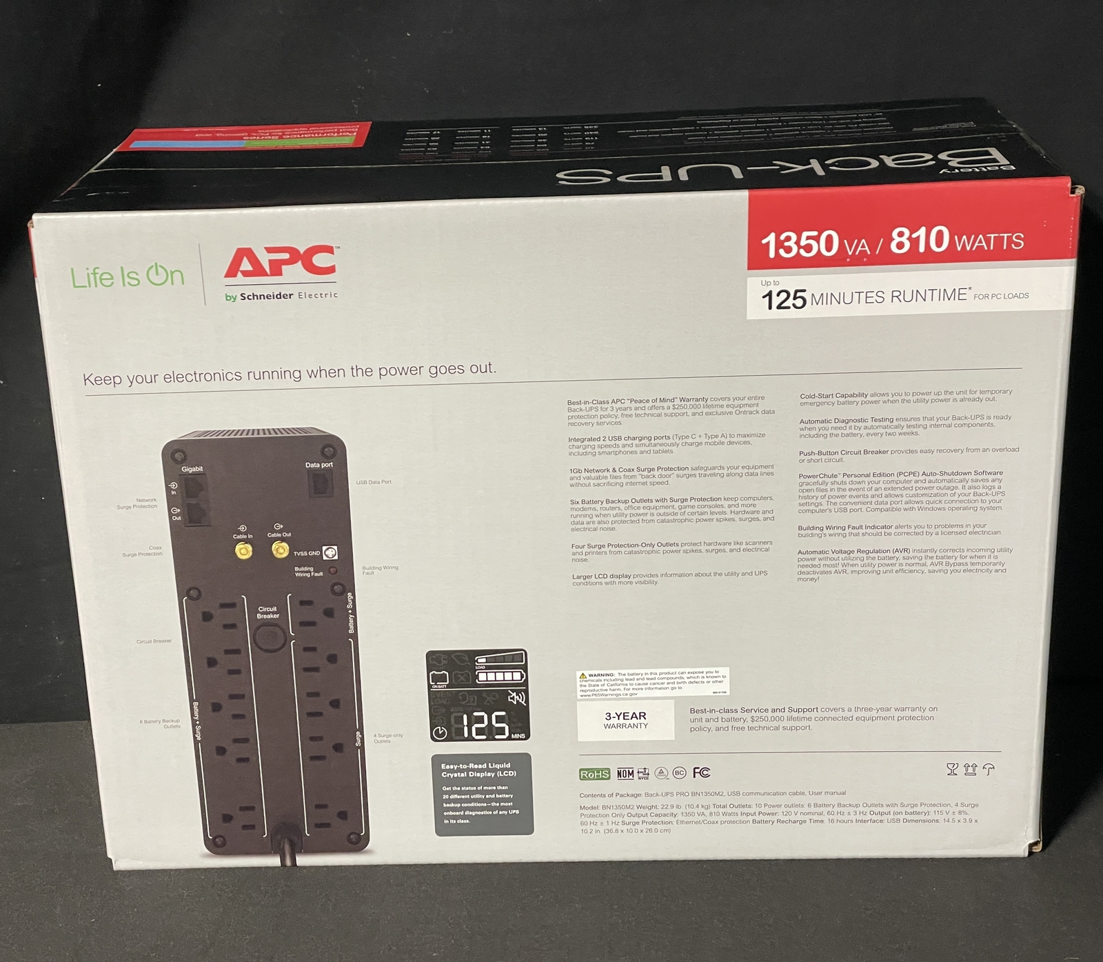 APC BN1350M2 Back-Ups Pro Battery Backup System 10 Outlets 1350VA New ...
