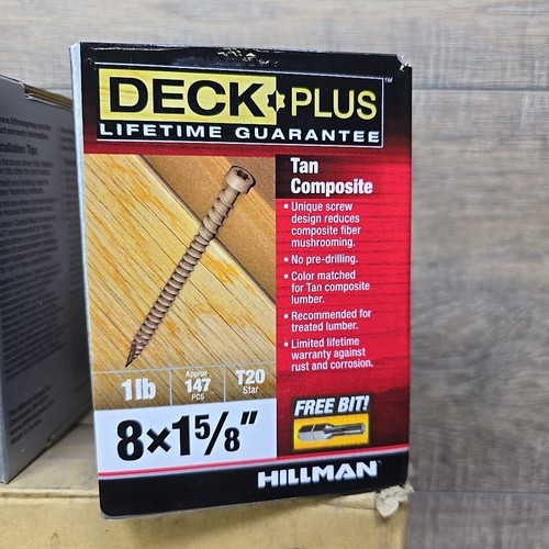 16 Lbs./Boxes Of Hillman Deck-Plus Tan Composite Deck Screws 8x1-5/8 ...