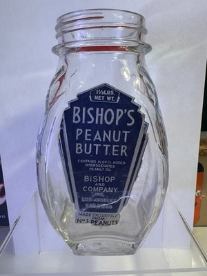 BISHOP'S PEANUT BUTTER Paper Labeled Glass Jar - San Diego, California ...