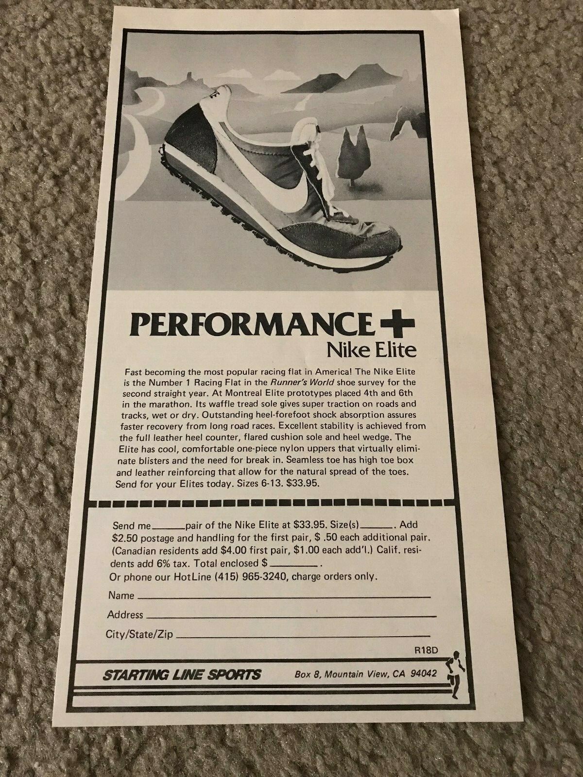 Vintage 1978 NIKE ELITE Running Shoes Poster Print Ad & Order Form ...