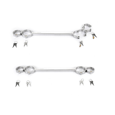 Stainless Steel Unisex Ankel Spreader Bar Hancuffs Pillory Wrist Cuffs ...