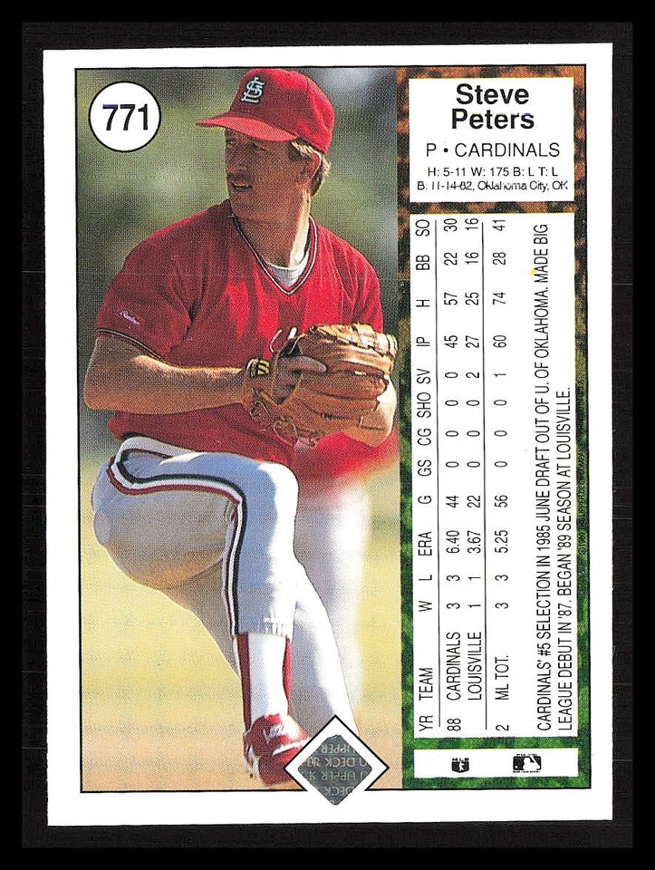 Steve Peters 1989 Upper Deck #771 St. Louis Cardinals Rookie | eBay