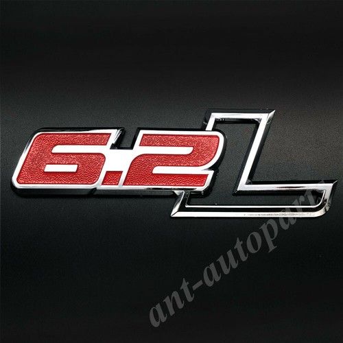 Red Black 6.2L Emblems Car Fender Side Badge Decals Stickers Trunk Rear ...