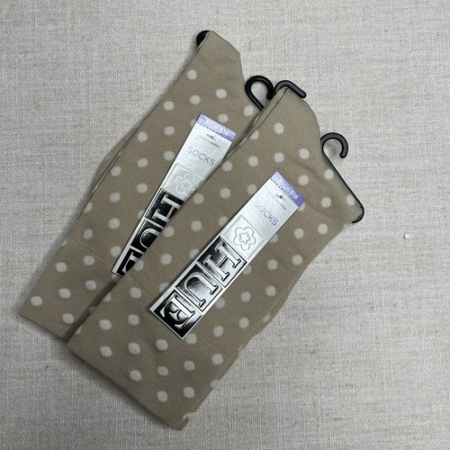 HUE Womens Ultrasmooth Chino Socks One Size Tan White Dotted Sock 2 ...