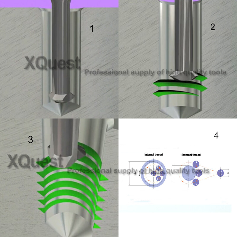 Solid Carbide Single Teeth Thread Milling Cutter Diameter 1.6 2 2.4 3 4 ...