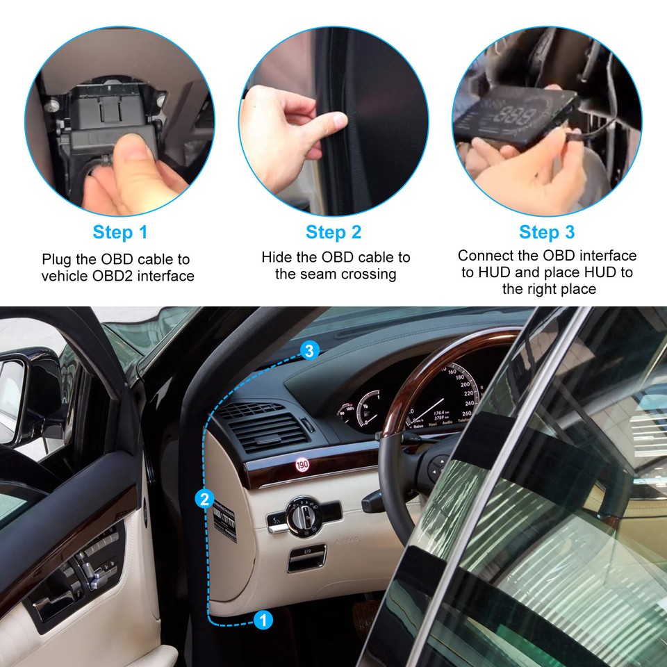 OBD II Car HUD Head Up Display 5.5'' Dash Screen Digital Speedometer ...