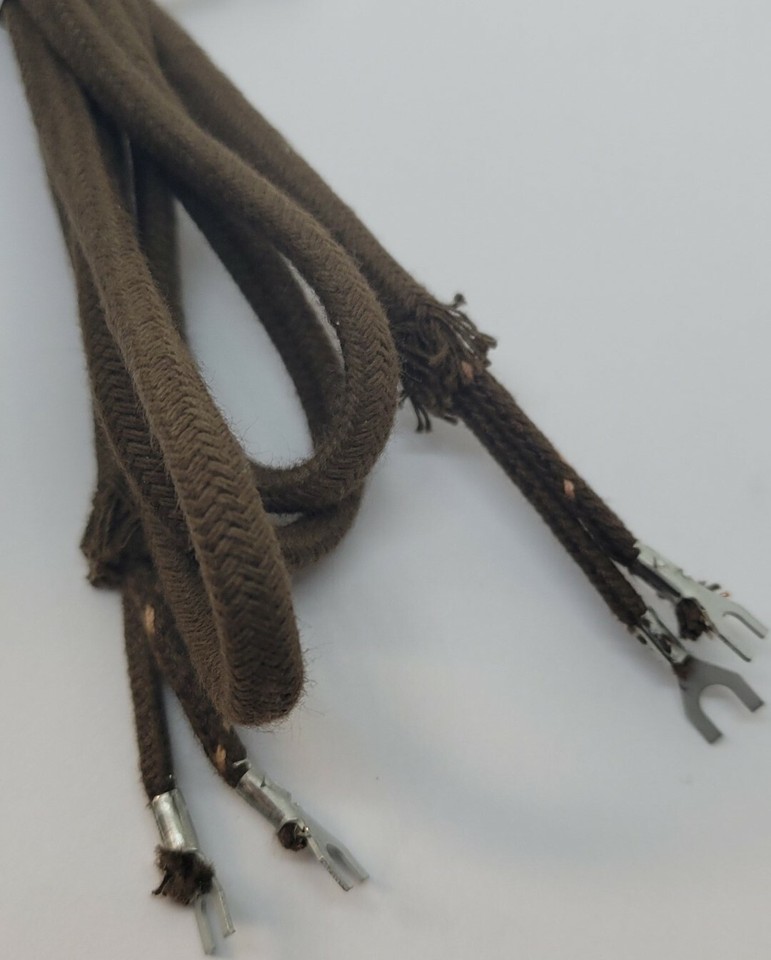 Antique Brown Cloth Covered Telephone RECEIVER CORD 35" vintage retro ...