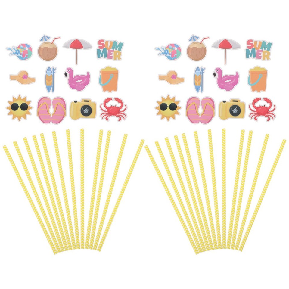 24Pcs Beach Party DIY Straws Hawaiian Party Juice Straws Decorative ...