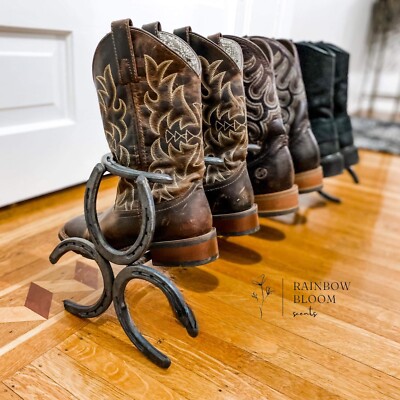 Handmade Horseshoe Wrought Iron Boot Rack Holds 3 Pair Boots Michigan ...