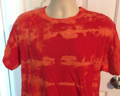 Gildan 100% Cotton Red and Orange Bleach Tie Dye T-Shirt Large L | eBay