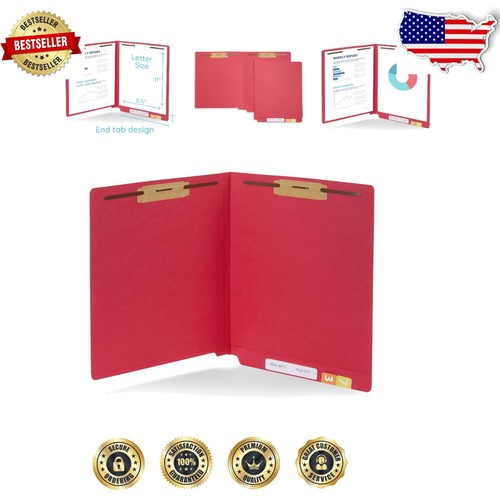 50 Red Fastener File Folders - Durable 2-Prong Design for Offices and ...