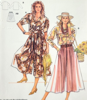 Uncut Burda 5058 Sew Pattern Blouse Top Pant Split Skirt Gauchos ...