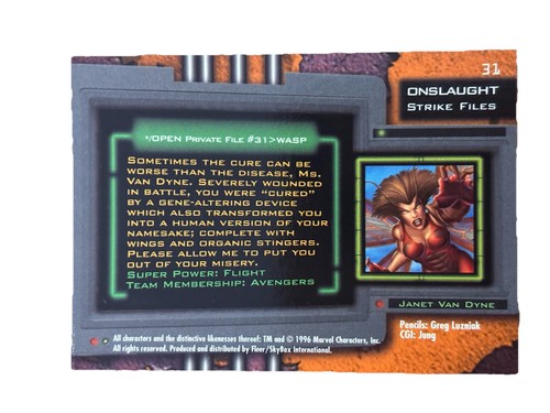 New: Vintage 1996 Ultra Marvel Onslaught Wasp Trading Card | eBay