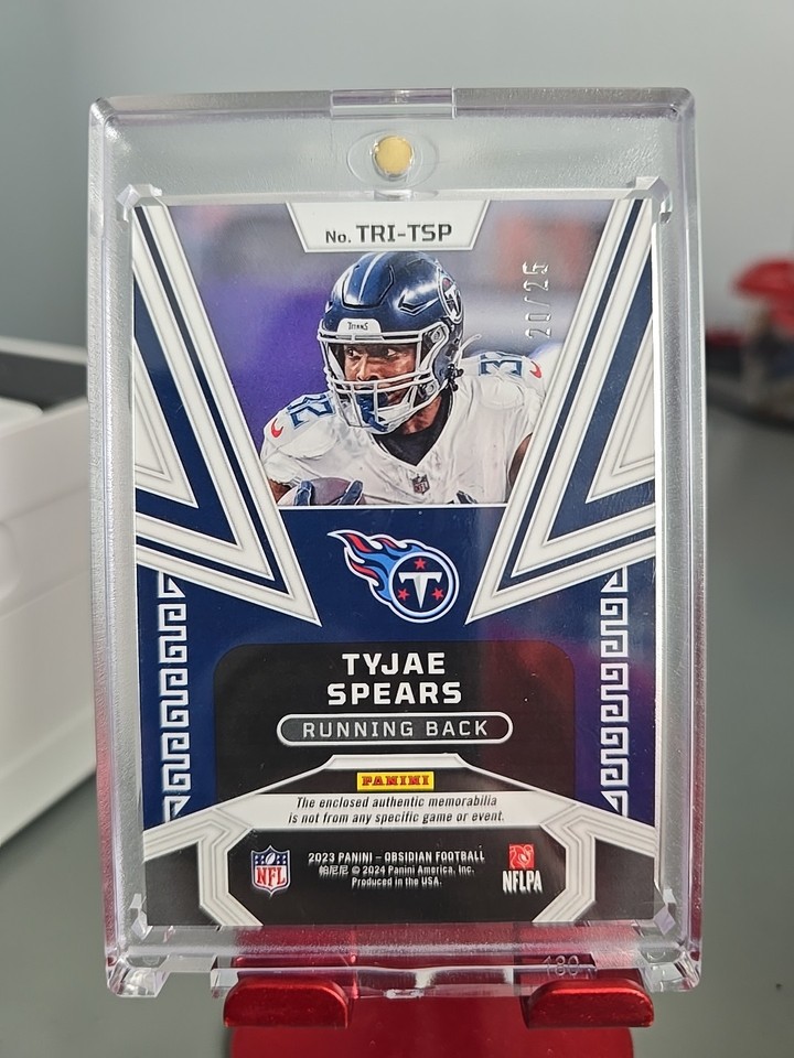 Tyjae Spears Titans 2023 Panini Obsidian Trifecta /25 Patch and Laundry Tags | eBay