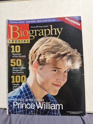 Vintage Rare American Biography Magazine December 1999. Prince William ...