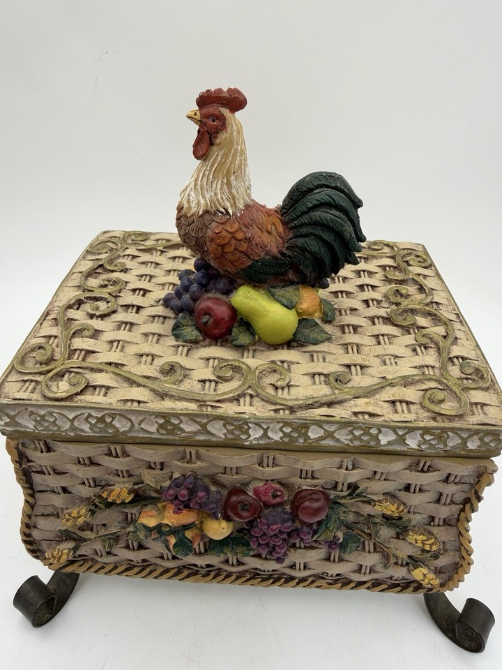 Vintage Footed Rooster Salt Box Spices For Cooking With Lid 5 ...