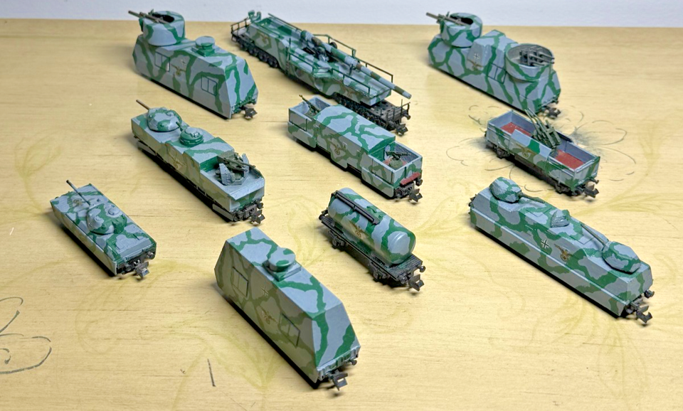 N Scale PIKO Custom Painted WW2 Armored Train 11 Car Set 1 Powered ...