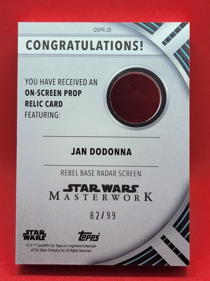 2022 Topps Star Wars Masterwork Jan Dodonna Radar Prop Relic Green /99 ...