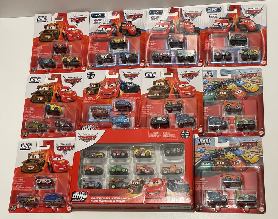 Disney Pixar Cars Mini Racers Lot of 254 Cars 10 pack x5 + 15 pack x3 ...