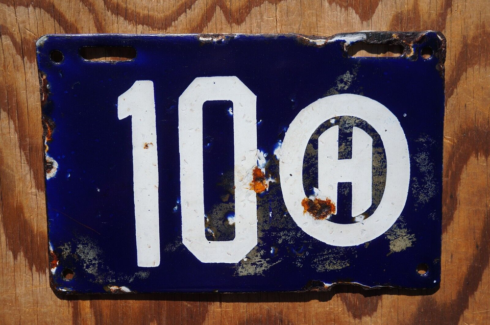 1908 OHIO OVAL Porcelain License Plate Low Digit # 10 ORIGINAL - No ...