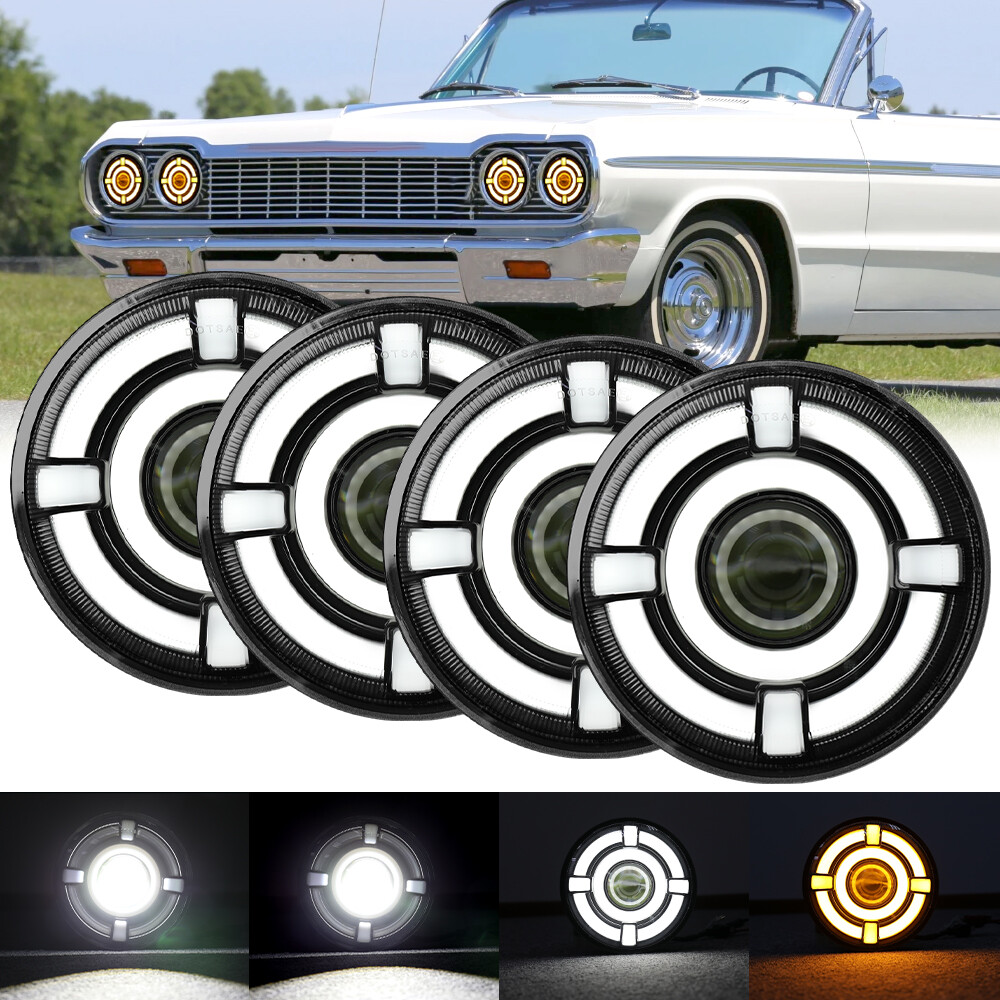 4pcs 5 3/4" 5.75" Round LED Headlights For Chevrolet Impala El Camino ...