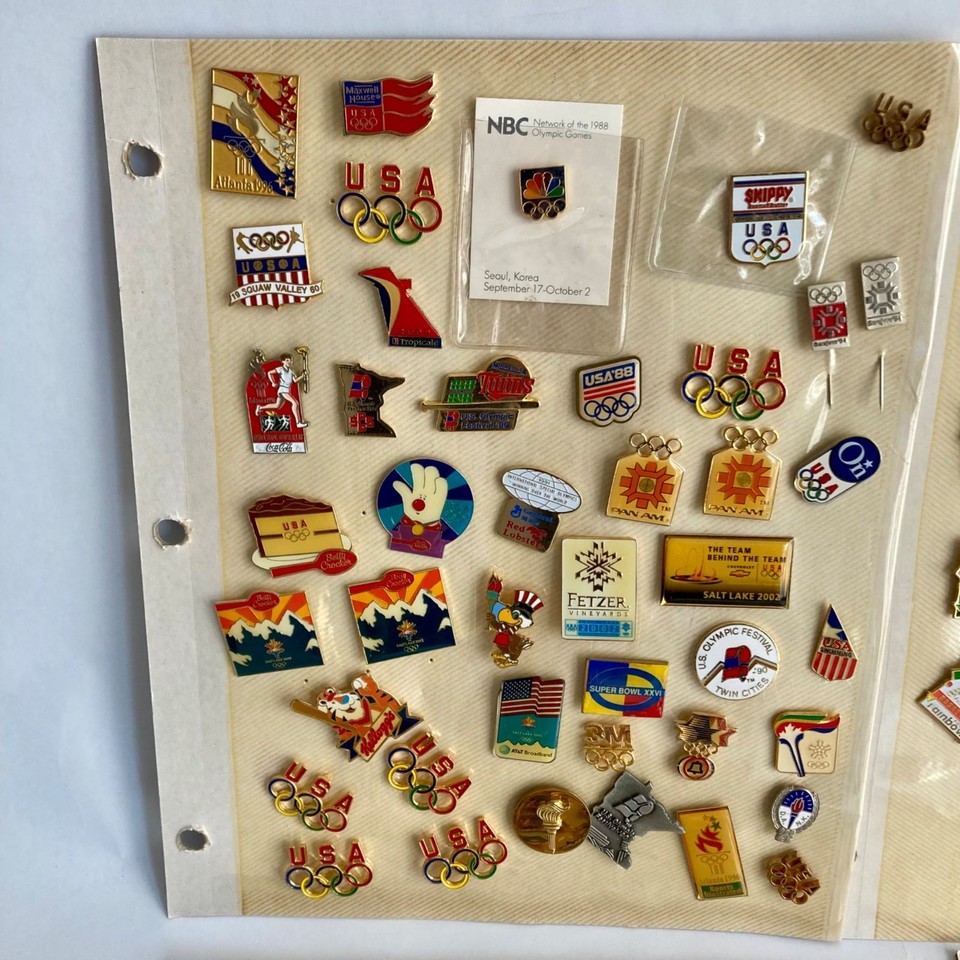 Large 168 Piece Lot Vintage Olympic Pins & Medallions USA Vintage Seoul ...