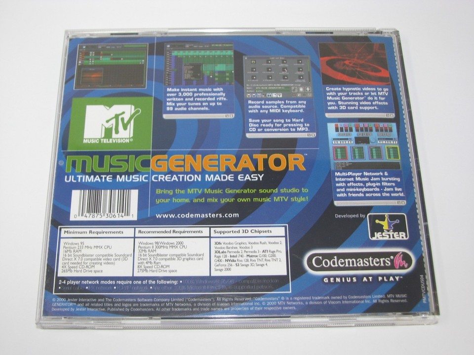 Codemaster MTV Music Generator PC CD Rom | eBay
