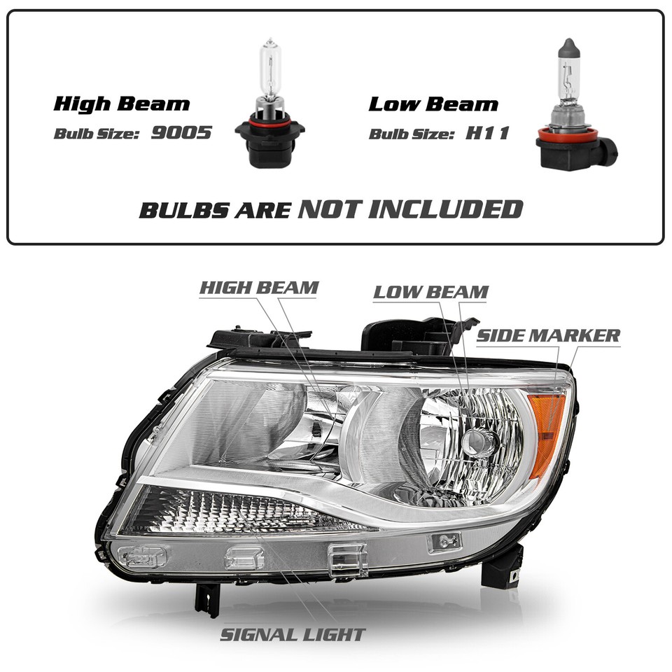2015-2022 Chevy Colorado Halogen Chrome Amber Headlights Assembly Left ...