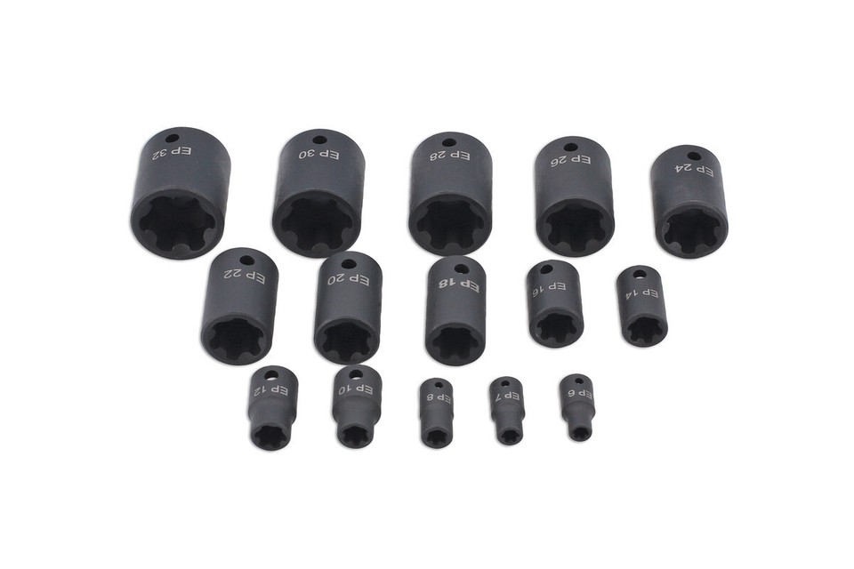 EP Star Impact Socket 15 Piece Tool Kit Set 6 Sided EP6 - EP32 Torx ...