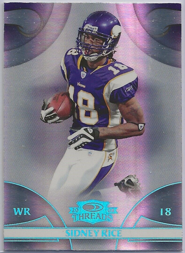 2008 DONRUSS THREADS SIDNEY RICE PLATINUM HOLO 8/25 VIKINGS #74 TOUGH ...
