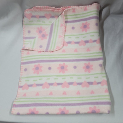 Baby Connection Blanket Flower Heart White Pink Purple Flower Heart ...