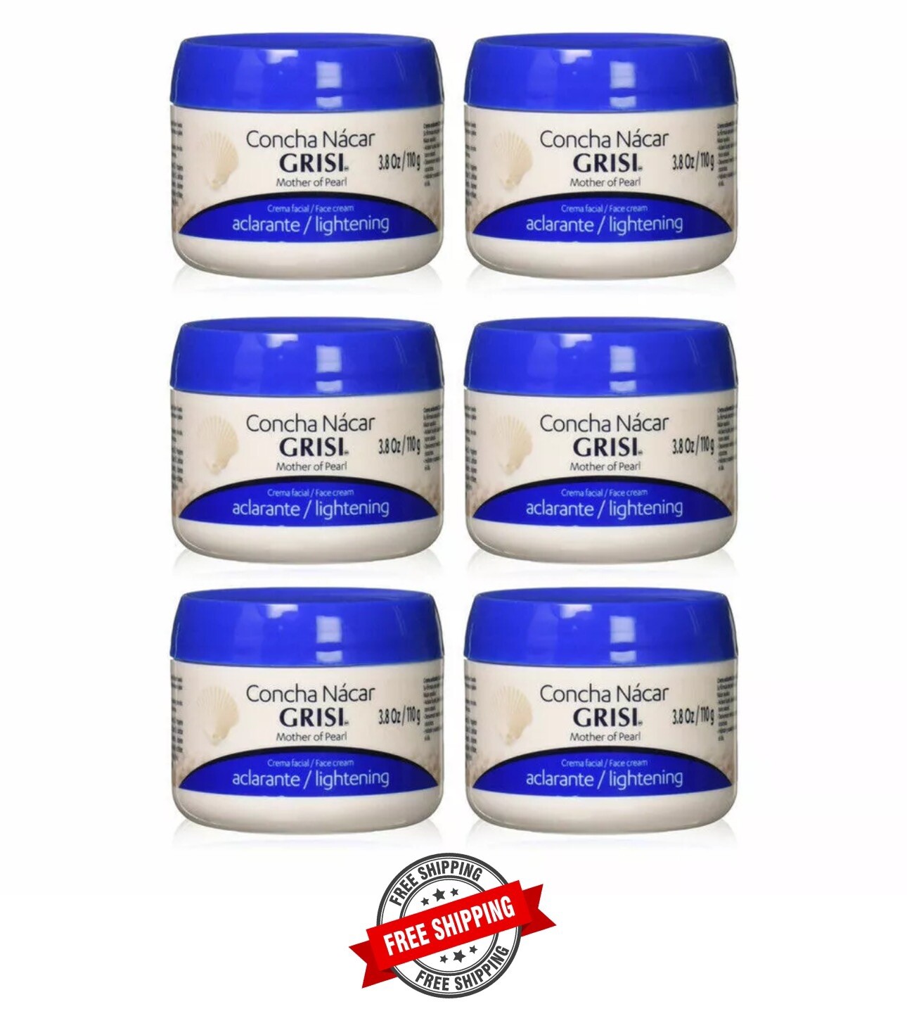 6 Units GRISI CONCHA NACAR Lightening Cream Mother of Pearl 3.8 Oz ...