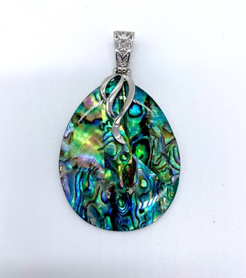 Natural Abalone Paua Shell Jewelry - Stainless Steel Teardrop Pendant ...