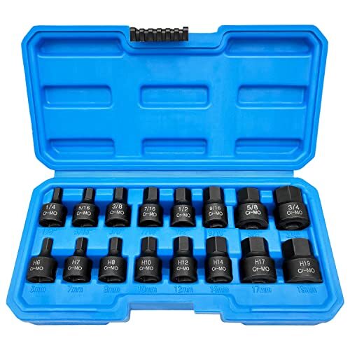 16pcs Low Profile Impact Hex Bit Drive Set Premium Crmo Steel Sae 1/4 ...
