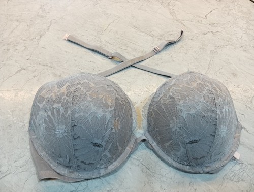 Victoria's Secret Silvery / Gray Lace Padded Push-Up Bra- 38B Multi Way ...