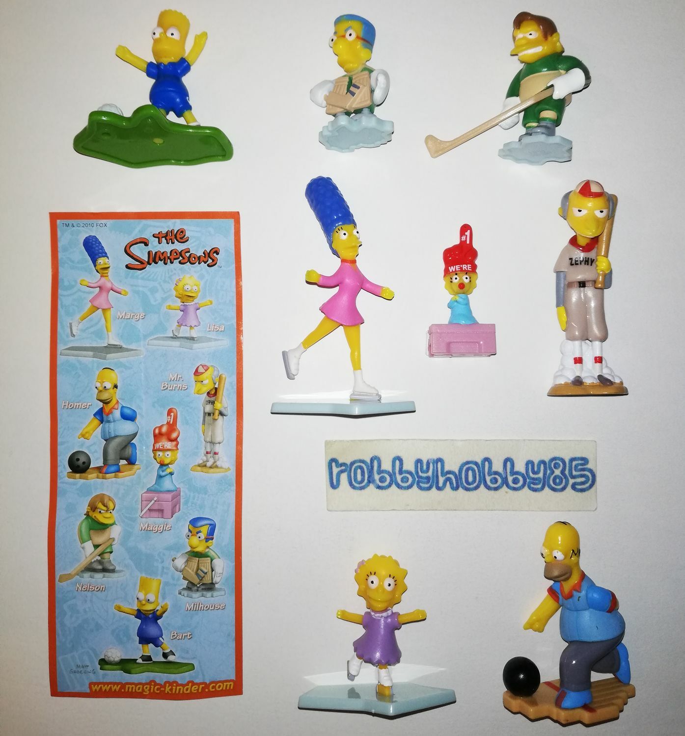 THE SIMPSONS COMPLETE SET OF 8 WITH ALL PAPERS KINDER SURPRISE EGG TOYS ...