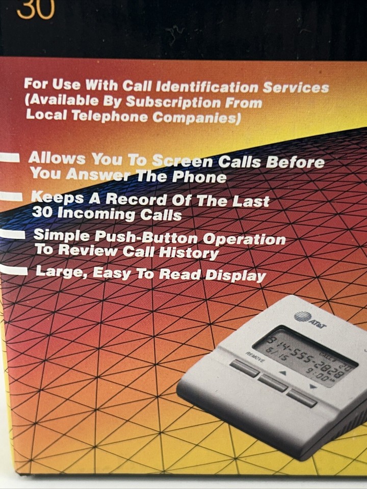 Vintage 1991 AT&T Telephone Call Display/Caller ID Device 30 NIB | eBay