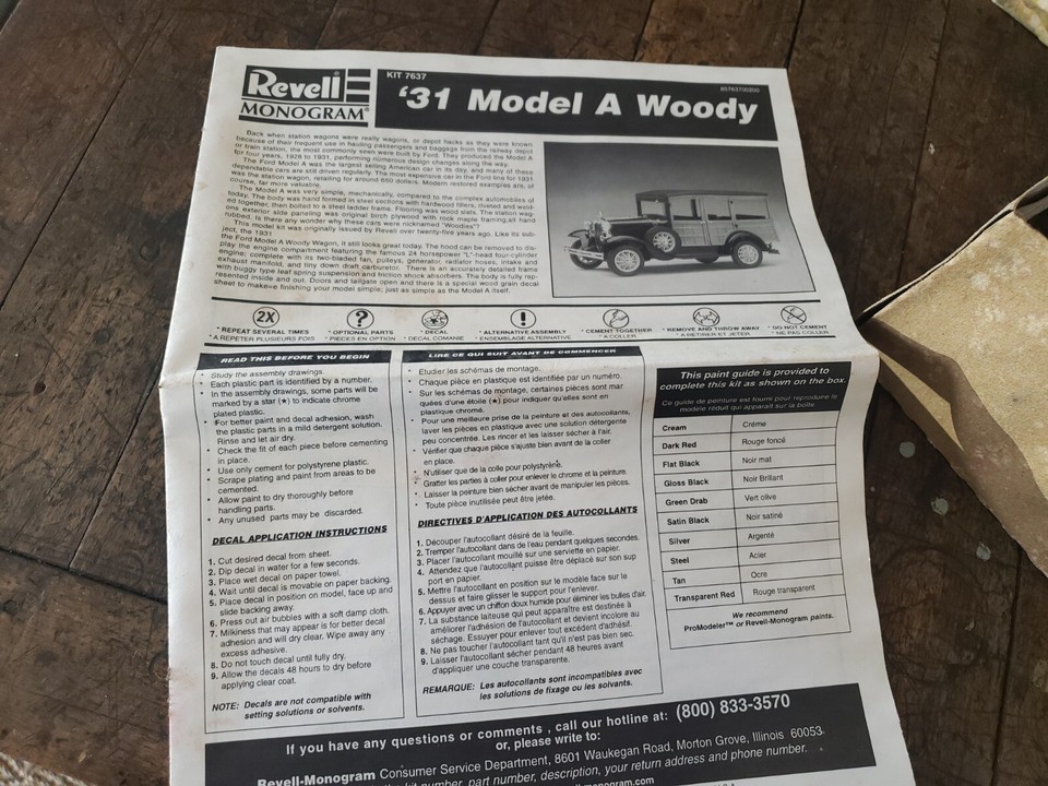 A- 672 VINTAGE REVELL 31 FORD "WOODY" UNBUILT MODEL KIT | eBay