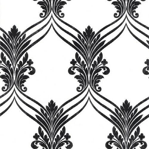 Black & White Large Dramatic Damask Pattern Wallpaper BK32050 | eBay