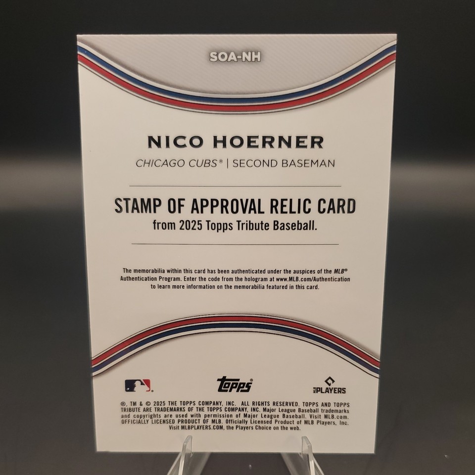 2025 Topps Tribute Nico Hoerner Stamp Of Approval Relic Card 01/75 ...
