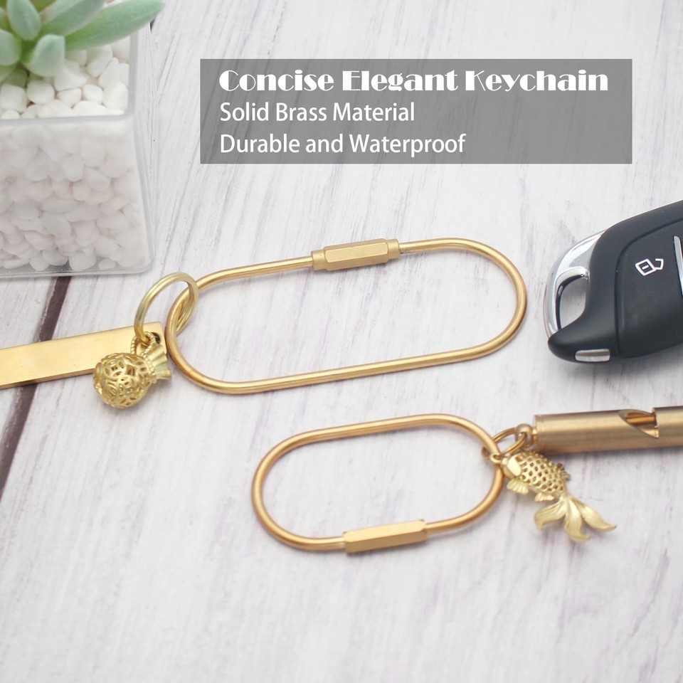Gold Brass Key Rings Carabiner Clip for Keys, Purse Bag Charms with ...
