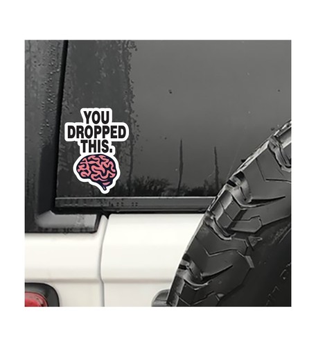 YOU DROPPED THIS BRAIN PRINTED DECAL CAR TRUCK WINDOW STICKER CUTE BE ...