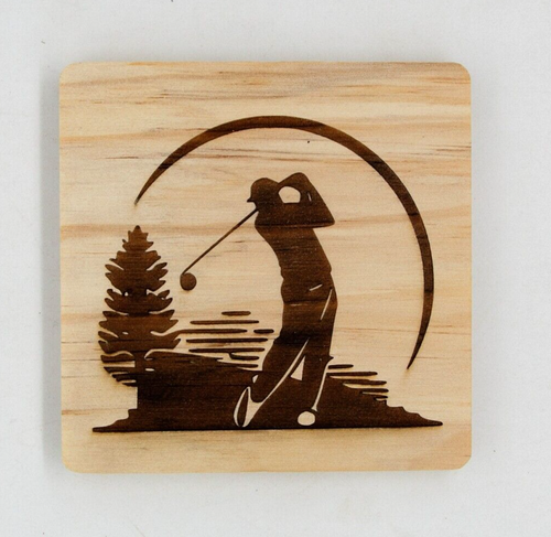Golf Wood Coaster Set - Laser Engraved - Custom Engraved Wooden Coaster ...