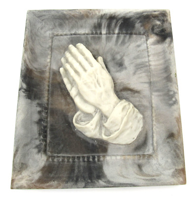 VTG Genuine Incolay Stone Praying Hands Wall Plaque Christian ...
