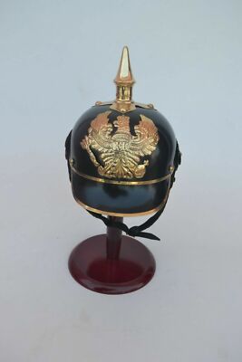 GERMAN PRUSSIAN PICKEL HAUBE HELMET BRASS ACCENTS IMPERIAL OFFICER ...