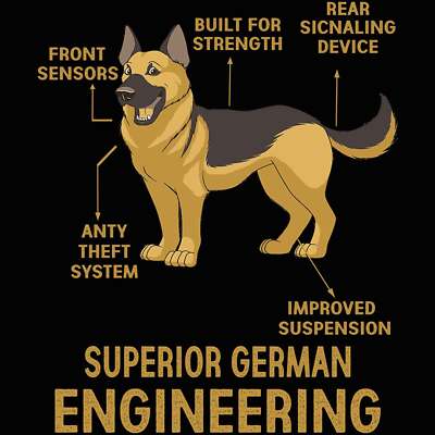 Superior German Engineering German Shepard Dog - Funny Womens T-Shirt ...