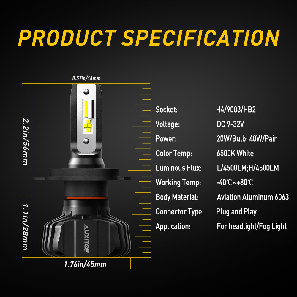 300%+ Bright H4 9003 LED Headlight kit Lamp Bulb Globes High Low Beam ...