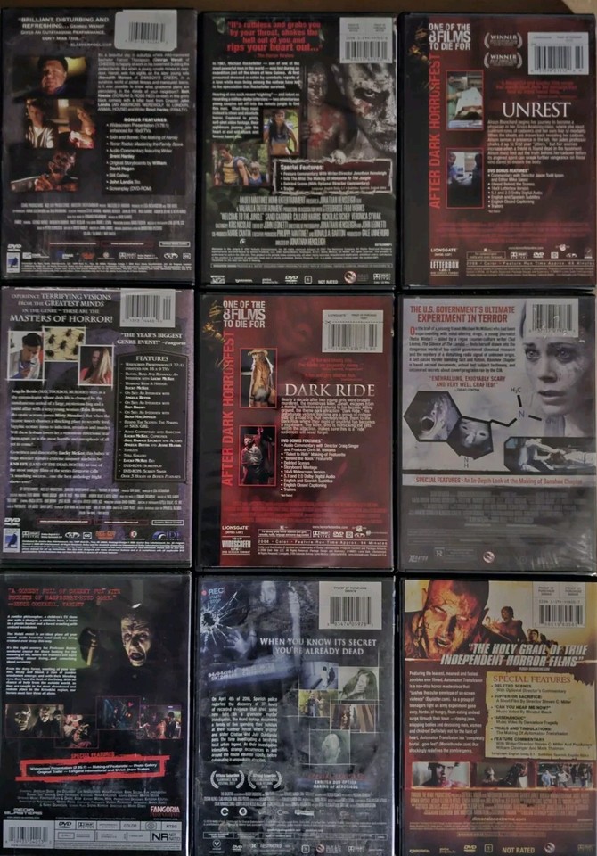 RARE 9 Film DVD Horror lot Fangoria Bloody Disgusting Dimension Extreme | eBay