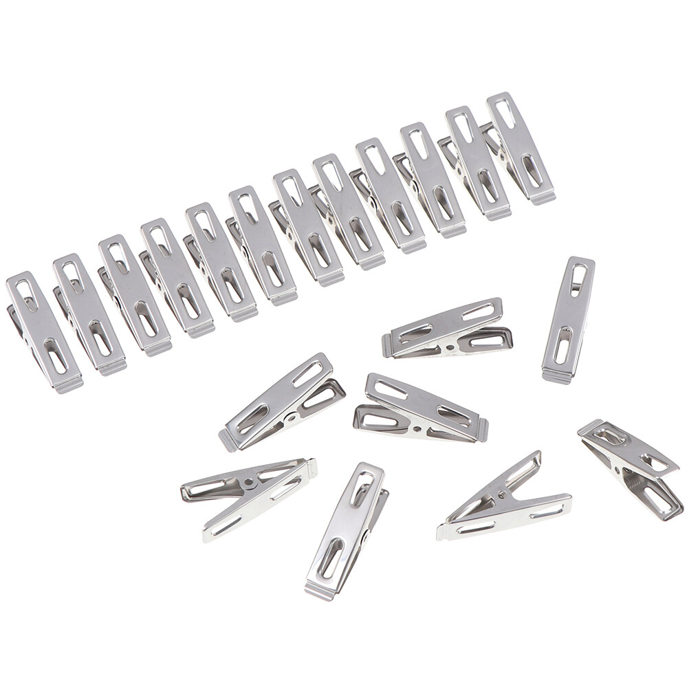 20X Stainless Steel Clothes Pegs Laundry Metal Clamps Metal Hanging ...