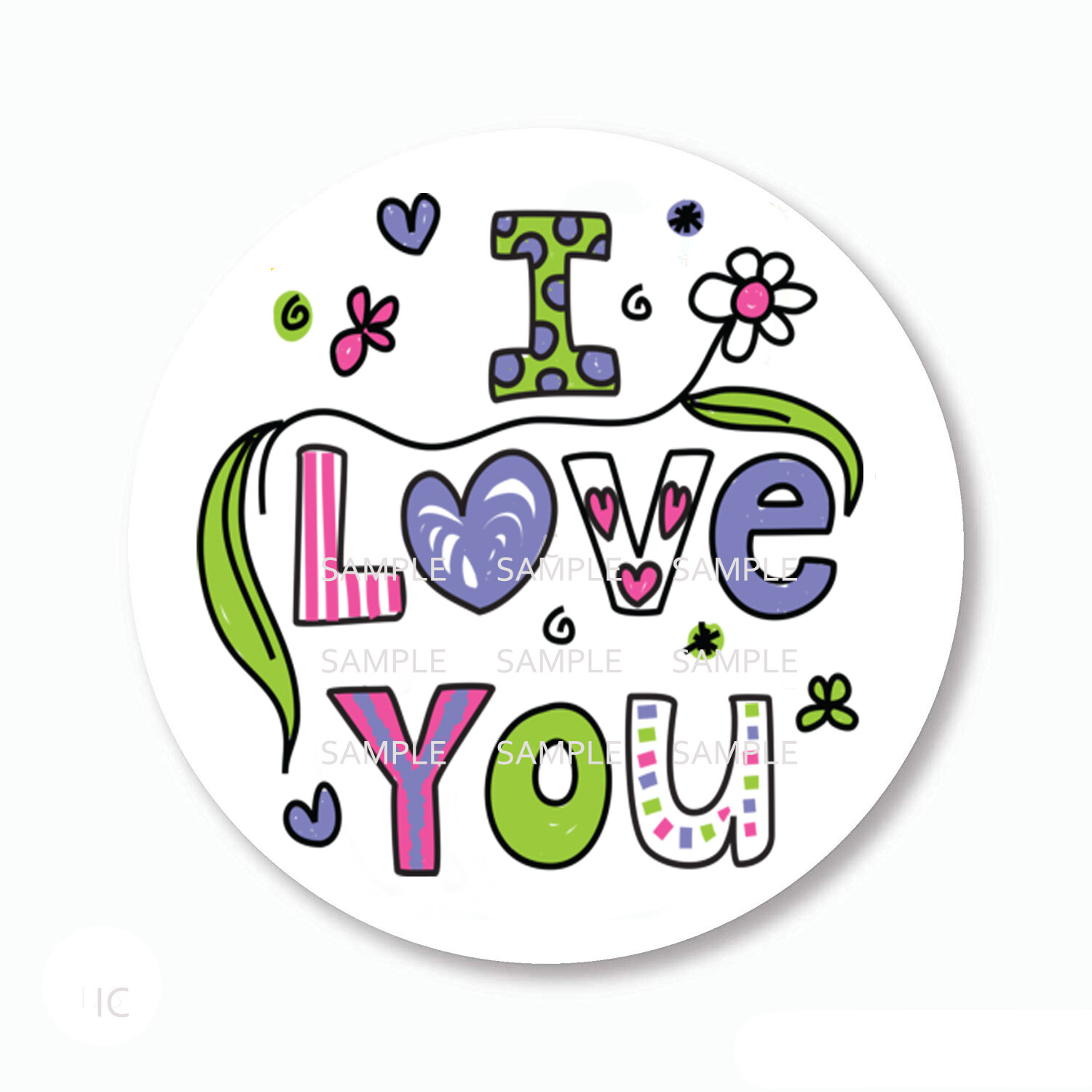 30 Artistic I LOVE YOU Favor Stickers 1.5" Round Envelope Seals Labels ...